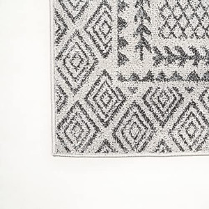 JONATHAN Y MOH107A-5 Athens Modern Geometric Boho Rug Indoor Area-Rug, Moroccan, Farmhouse, Southwestern Easy-Cleaning,Bedroom,Kitchen,Living Room,Non Shedding, Gray/Cream, 5 X 8