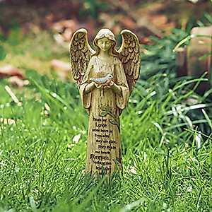 Ivy Home Memorial Angel Figurine Garden Angel Statues with Bird Garden Statuary Decoration for Garden, Yard, Patio