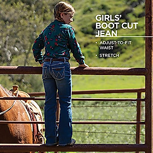 Wrangler Girls' Big Stretch Boot Cut Jean, Mid Blue, 14