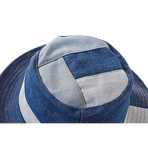 Aodrusa Womens Patch Bucket Sun Hat Denim Cotton Fisherman Caps Blue One Size