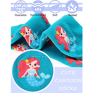 Anlisim Girls Fashion Cotton Crew Cute Mermaid Shorty Socks 6 Pack (Mermaid, 5-8 Years Old)
