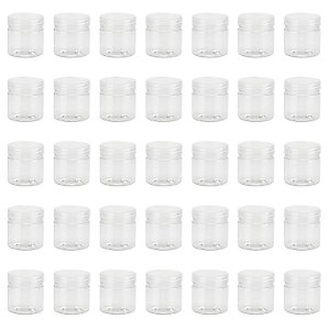 MUKLEI 70 PCS 2oz Clear Plastic Bead Containers, Round Bead Containers with Lids, Mini Sample Container for Lotions, Beads, Candies, Spice