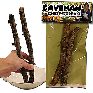 Caveman Chopsticks - Funny Chopsticks - Funny Gag Gifts - Gag Gifts for Dieters - Primitive Eating Utensils - Primitive Utensils by Gears Out