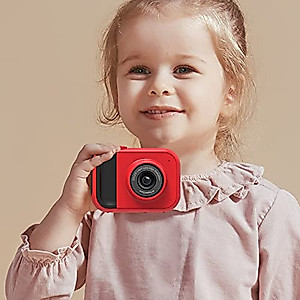 Boddenly Mini Cartoon Children's Camera,Rechargeable Electronic Camera,2 Inch IPS Display,Insertable 32G SD Card (Red, One Size)
