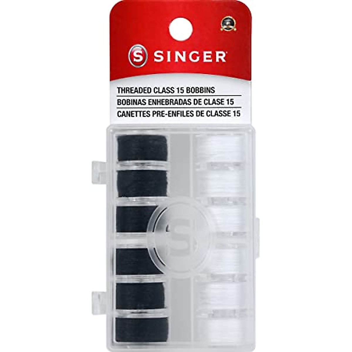 Singer Bobbins Class 15 Threaded Notion, Black, White