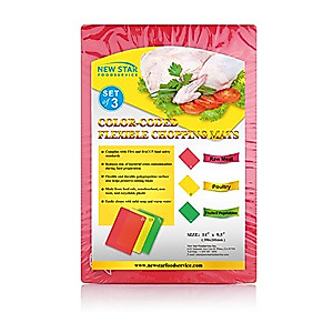 New Star Foodservice 28690 Flexible Cutting Board, 9.5-Inch by 14-Inch, Assorted Colors, Set of 3