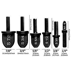 Rowzzi Swaging Tool Drill Bit Set, HVAC Tools, 6pcs Professional Manual Copper Pipe Swage Tool Drill Bit Triangular Handle, Repairing Set Include 7/8'', 3/4'', 5/8'', 1/2'', 3/8'', 1/4'' Bits