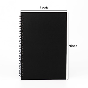 DSTELIN 9 inch x 6 inch, 100GSM, Blank Spiral Notebook, 3-Pack, Soft Cover, Sketch book, 160 Pages / 80 Sheets, (Black)