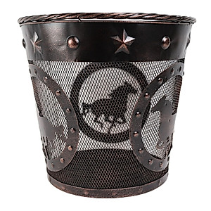 BestGiftEver Wastebaskets with Horse and Star Metal Mesh Wire Copper Finish - Rustic Western Cabin Lodge Ranch Decor