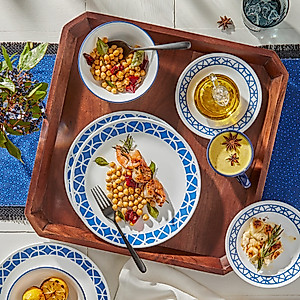 Corelle Vitrelle 12-Piece Glass Dinnerware Set Service for 4, 10.25" Dinner Plates, 8.5" Salad Plates, 18-Oz Soup Cereal Bowls, Cobalt Circles