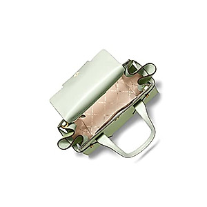 Michael Kors Carmen Medium Color-Block Faux Saffiano Leather Belted Satchel (light Sage Multi)