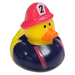 AMERICAN WIT Firefighter Rubber Ducks (2") Standard Size. (12 Pack) Cute Duck Bath Tub Pool Toys