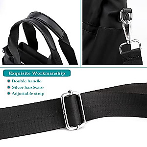 DOURR Hobo Handbags Light Nylon Crossbody Bag for Women, Multi Compartment Tote Purse Bags (Black)