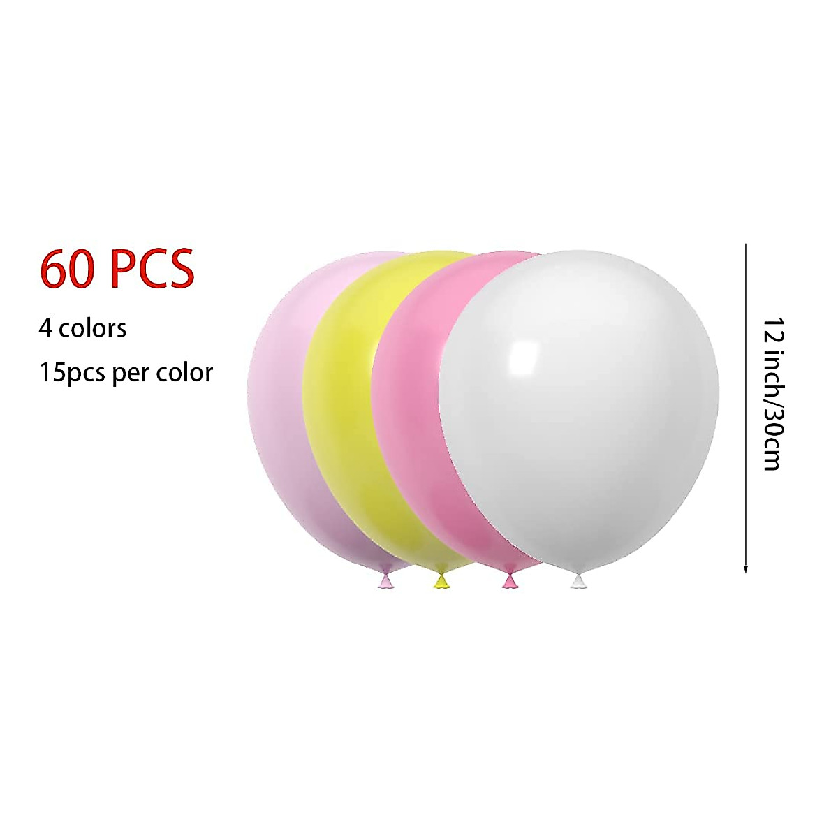 JODIDI 60 Pack 12 Inch Pink Yellow And White Latex Balloons, Birthday Wedding Baby Shower Party Balloons (Pink Yellow And White)
