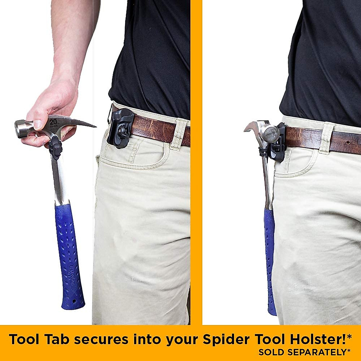 Spider Tool Holster - Hammer Holster Set - 1 Tool Holster + 1 Hammer Tab - Self Locking, Quick Draw Universal Tool Holder for Carrying a Hammer, Mallet, Wrench - Compatible with All Major Tool Brands