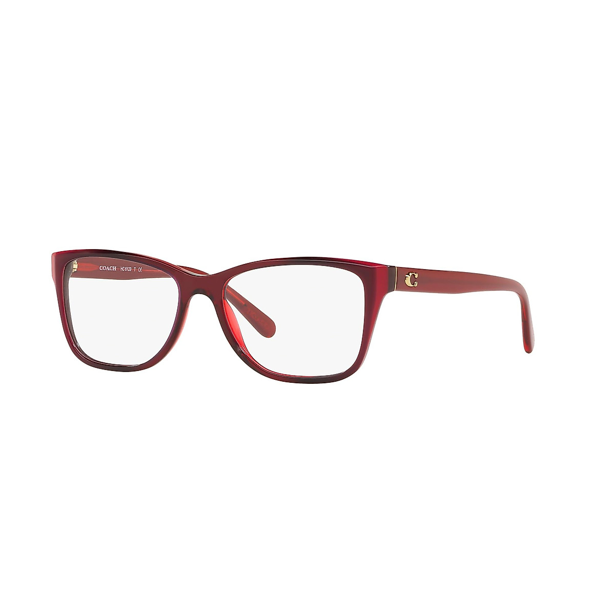 Coach HC6129 Prescription Eyewear Frames, Burgundy Laminate/Demo Lens, 52 mm