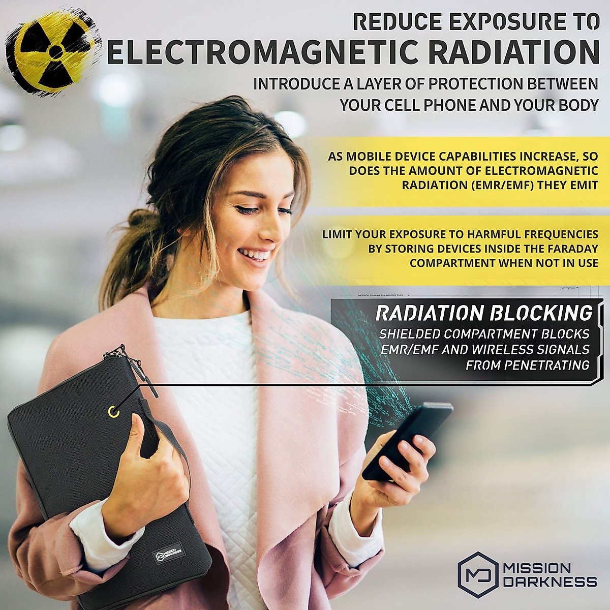 Mission Darkness Mojave Faraday Tablet Bag // Multi-Functional Travel Case with Accessory Pockets and Built-in Faraday Sleeve // Signal-Blocking, Anti-Tracking, Anti-Hacking, Anti-Spying Faraday Cage