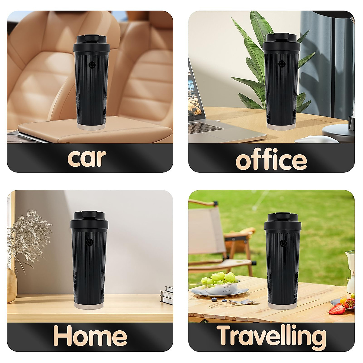 LILOOVKE Smart Cup Car Electric Cooling and Heating Cup 12V Car Travel Heating Cup Smart Coffee Mug 12oz Insulated Mug for Car/Office/Home/Travel Multi-function Temperature Control Electric Kettle