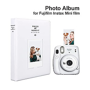 128 Pockets Mini Photo Album for Fujifilm Instax Mini 70 7s 8 8+ 9 11 25 50s 90, Polaroid Z2300, Polaroid PIC-300P Film Instant Camera & Name Card (Smokey White)