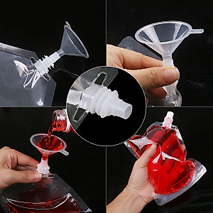 20 Pieces Plastic Flasks Reusable Liquor Drink Juice Pouches with Spout Concealable Drinking Flasks Bags Adults Sneak Alcohol Water Bottle 250ml & 350ml with Funnel