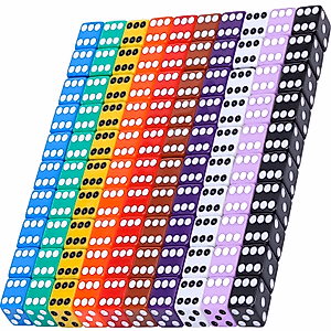 Blulu 6-Sided Games Dice Set, Colored Dice with Black Velvet Pouches for Playing Games, Like Board Games, Dice Games, Math Games, Party Favors and More (100 Pieces Rainbow Color, 16 mm)