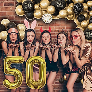 50th Birthday Decorations for Men Women, Black and Gold 50th Birthday Balloons Set Party Decorations with Happy 50th Birthday Decorations Banner，Black and Gold Balloons for 50th Birthday Party