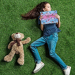 Unicorn Rainbow Book Sleeve with Zipper and Back Pocket, Book Covers for Paperback with Padded, 11 x 9 Inch, Unicorn Gifts for Girls