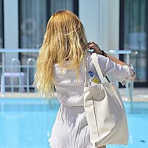 Cotton Canvas Tote Bags Reusable Totes for Shopping, Groceries, Arts & Crafts, DIY, Vinyl, Decorate, Teacher, Books, Gifts (Natural, 3)