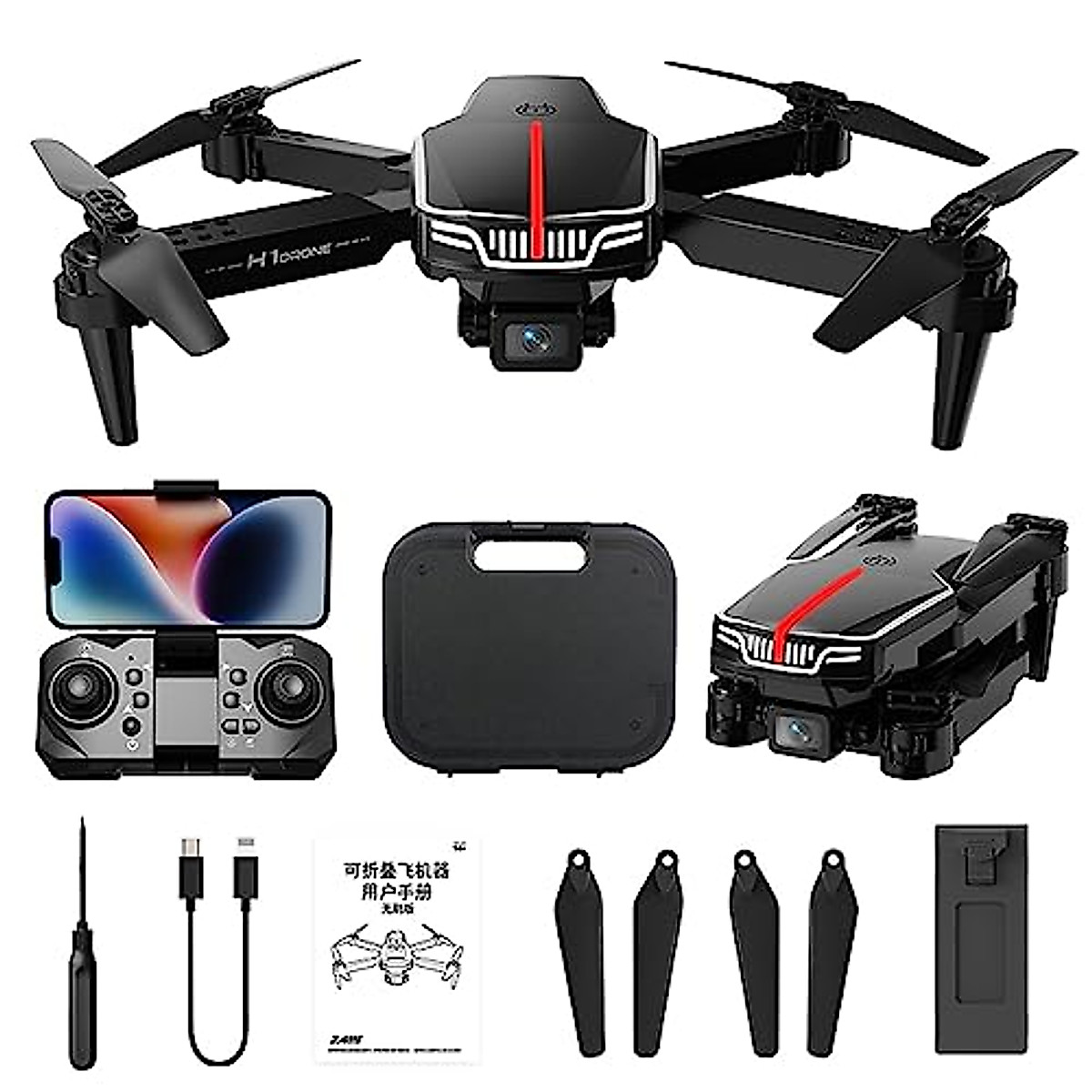Drone With Camera For Adults, Drone With Dual 1080p Hd Fpv Camera Remote Control Helicopter Gifts For Kids With Altitude Hold Headless Mode Flying Toys