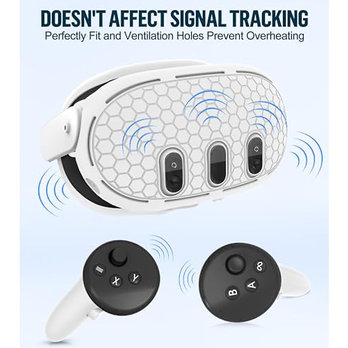 VR Shell Protective Protector Cover for Meta/Oculus Quest 3 Accessories, Silicone Front Headset Protector Cover Anti Scratch Anti Dust Anti Shock, Compatible with Quest 3 Accessories (White)