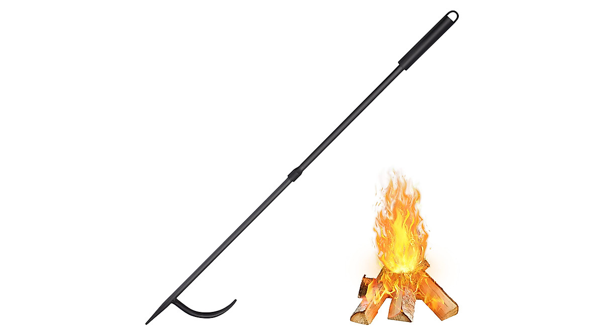 Fire Pit Poker for Fireplace Outdoor - IRIIJANE 32'' Wrought Iron ...