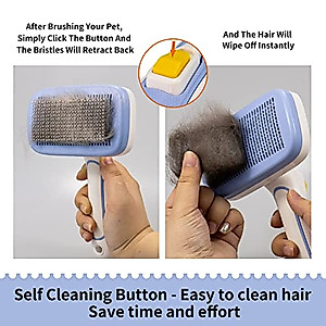 AIITLE Self-Cleaning Slicker Brush for Dogs, Cats - Shedding and Grooming Tool for Pets - Remove Loose Hair, Fur, Tangled Hair, Knots for Large Medium Small Sensitive Dogs, Cats, Rabbit & More Blue