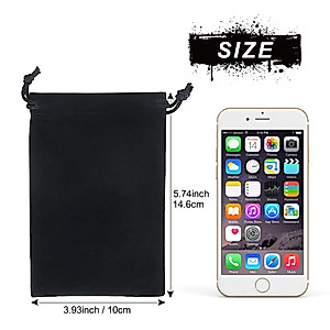 Shintop 20pcs velvet bags with drawstrings, 4x6inch Gift Bags Black Velvet Jewelry Pouches for Dice Wedding Party Favor