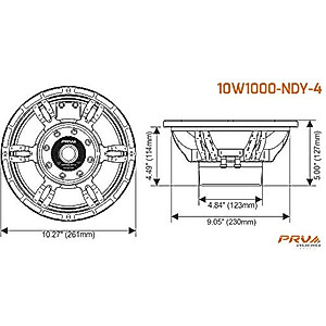 PRV AUDIO 10 Inch Woofer Speaker 10W1000-NDY-4, 1000 Watts Program Power, 4 Ohms, 3 in Voice Coil, 500 Watts RMS, Unique Sound Reproduction Midbass Woofer Driver for Pro Car Audio (Single)