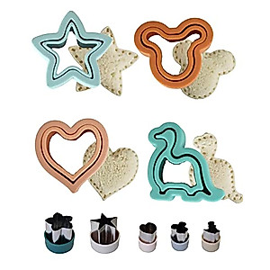 Sandwich cutter and sealer set, 9pc Uncrustables sandwich maker for kids, Vegetable/fruit cutter set, Bento box accessories, DIY cookie cutter (Stainless Steel, Multicolor)