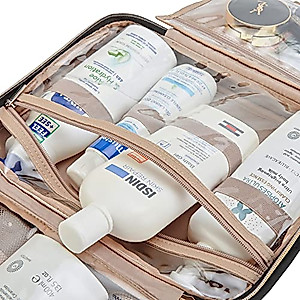 NISHEL Travel Toiletry Bag for Women Large Capacity, Travel Essentials Organizer, Hanging Makeup Case for Accessories, Cosmetics, Toiletries, Black