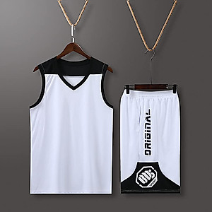 Custom Basketball Jerseys Any Name Number Team Logo - Basketball Jerseys for Men Boys Kids Aldult Basketball Uniform Set (White)