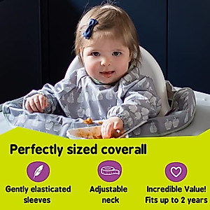 Tidy Tot- Spare Baby Bib for Bib & Tray Kit - Mess Proof Long Sleeve Smock Attaches to Feeding Mat - Waterproof Bib – Machine Washable. Fits Babies and Toddlers 6-24 months - Apple