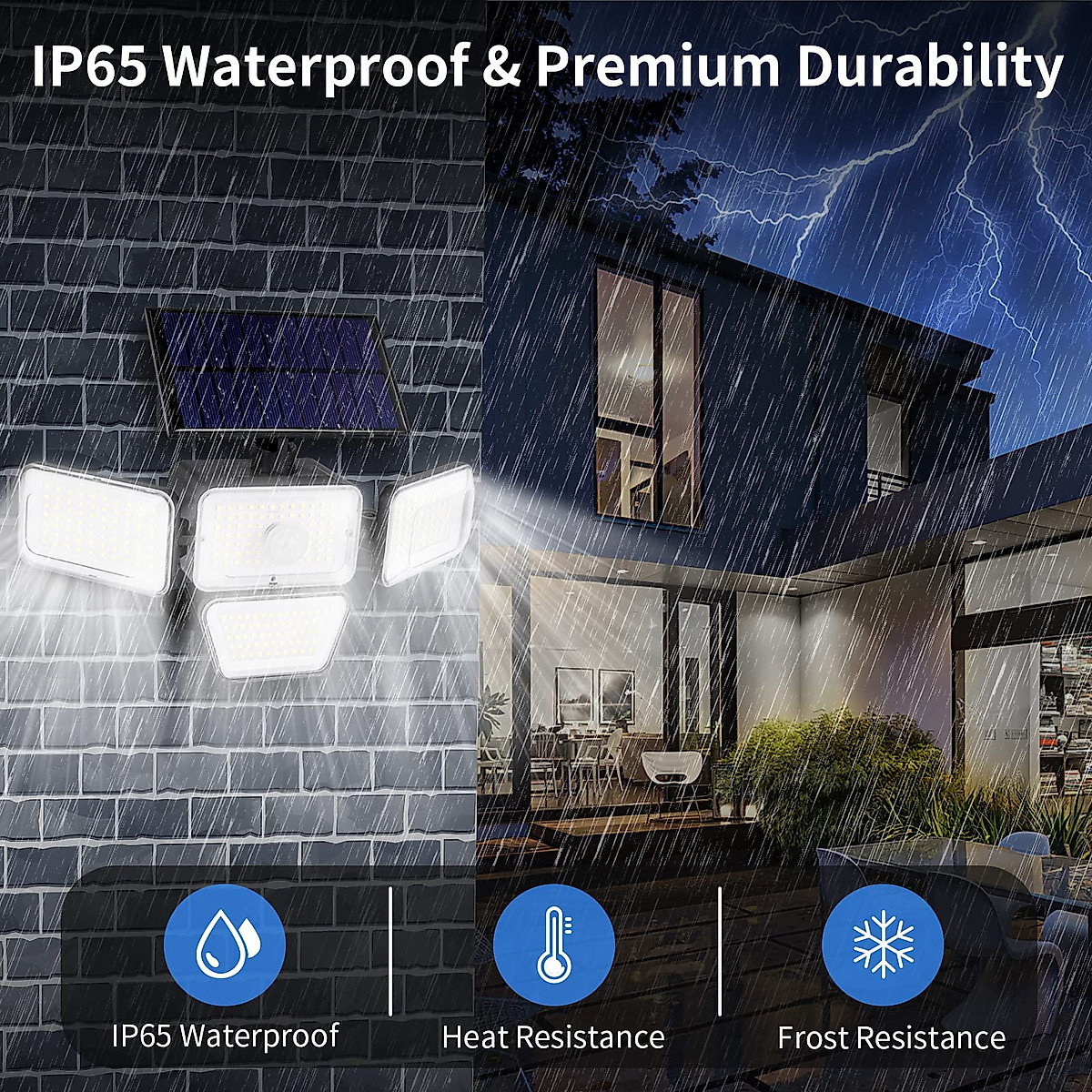 Solar Motion Sensor Lights, 278 LED 4 Heads Outdoor Solar Lights Motion Sensor with Remote Control IP65 Waterproof LED Solar Flood Lights Outdoor Wall Lights Security Lights for Garage Yard Patio