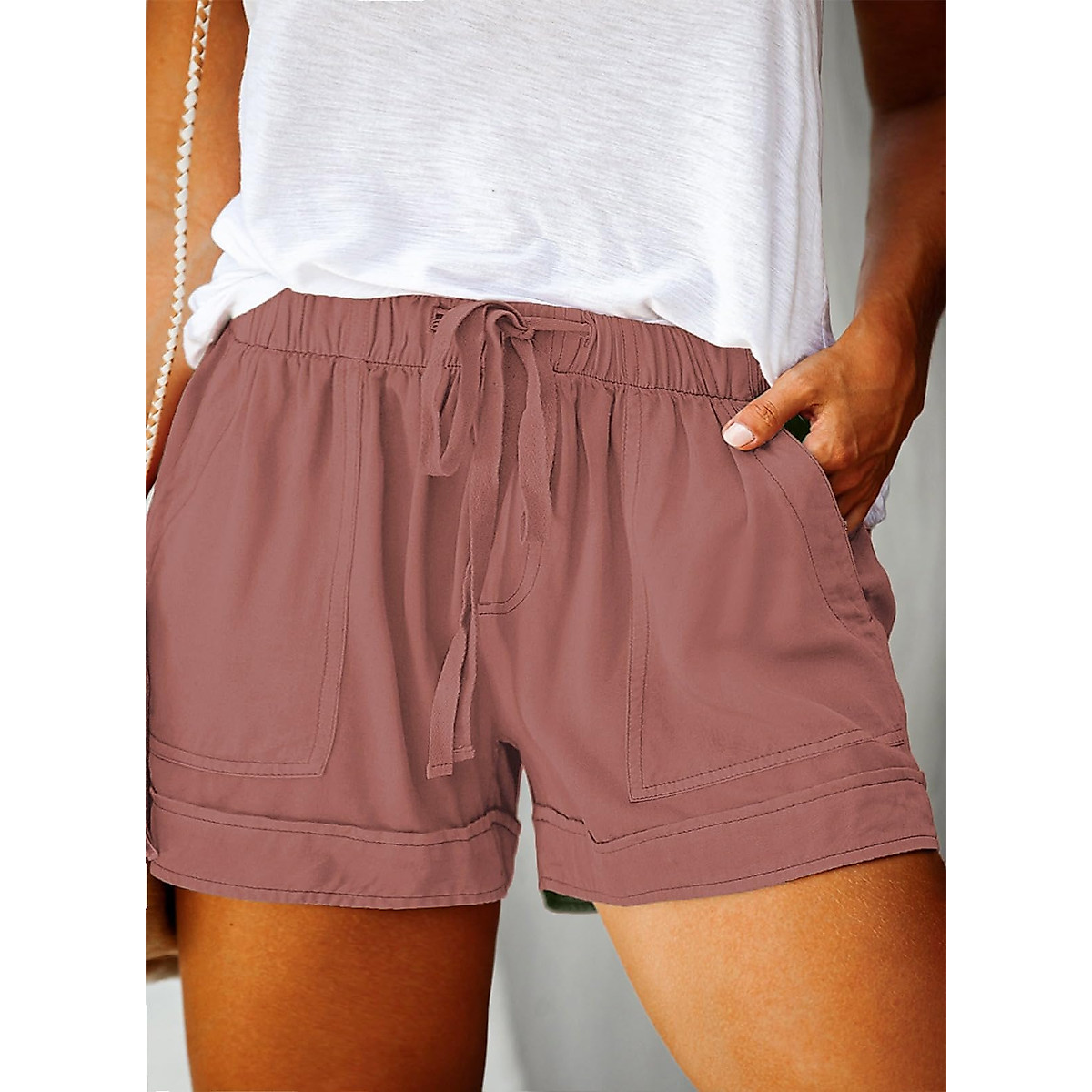 Eytino Womens Plus Size Loose Casual Drawstring Elastic Waist Summer Shorts with Pockets,1X Red