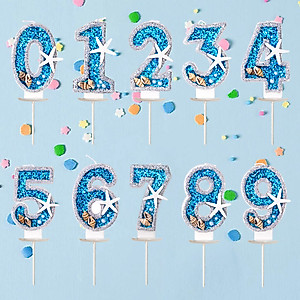 2.76" Large Birthday Candles Number 9 for Cake, Shell Sequins Number Candles for Birthday Party Wedding Anniversary Decorations
