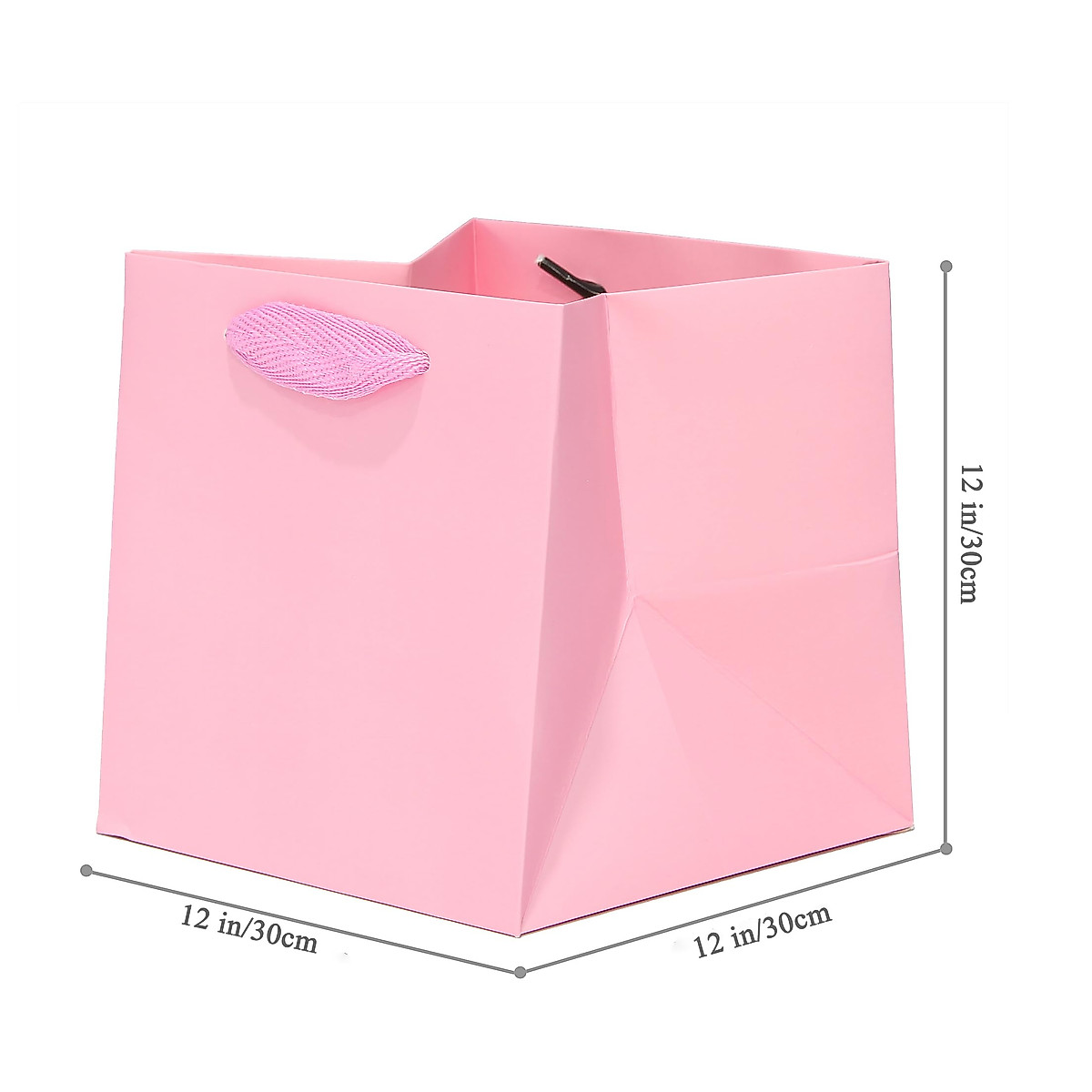 LFCXHTY Pink Large Square Gift Bags Square Bottom Bags with Handles for Party Favor, Birthday Gift Bags (12 x 12 x 12 in, 1 CT)