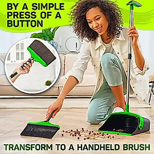 Broom and Dustpan Set for Home with Long Handle - Broom with Stand Up Dust Pans Combo Set for Kitchen, Lobby, Home Cleaning Essentials - Magic Kitchen Broom - Escobas para Barrer Piso