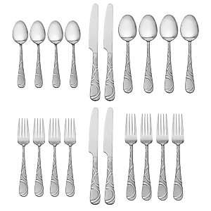 International Garland Frost Flatware Service for 4, 20 Piece Set, 18/0 Stainless Steel, Silverware Set