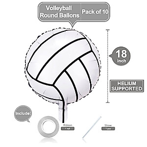 10 Pack 18 Inch Volleyball Foil Balloons Helium Metallic Mylar Balloons for Birthday Party Sports Theme World Cup Party Decorations