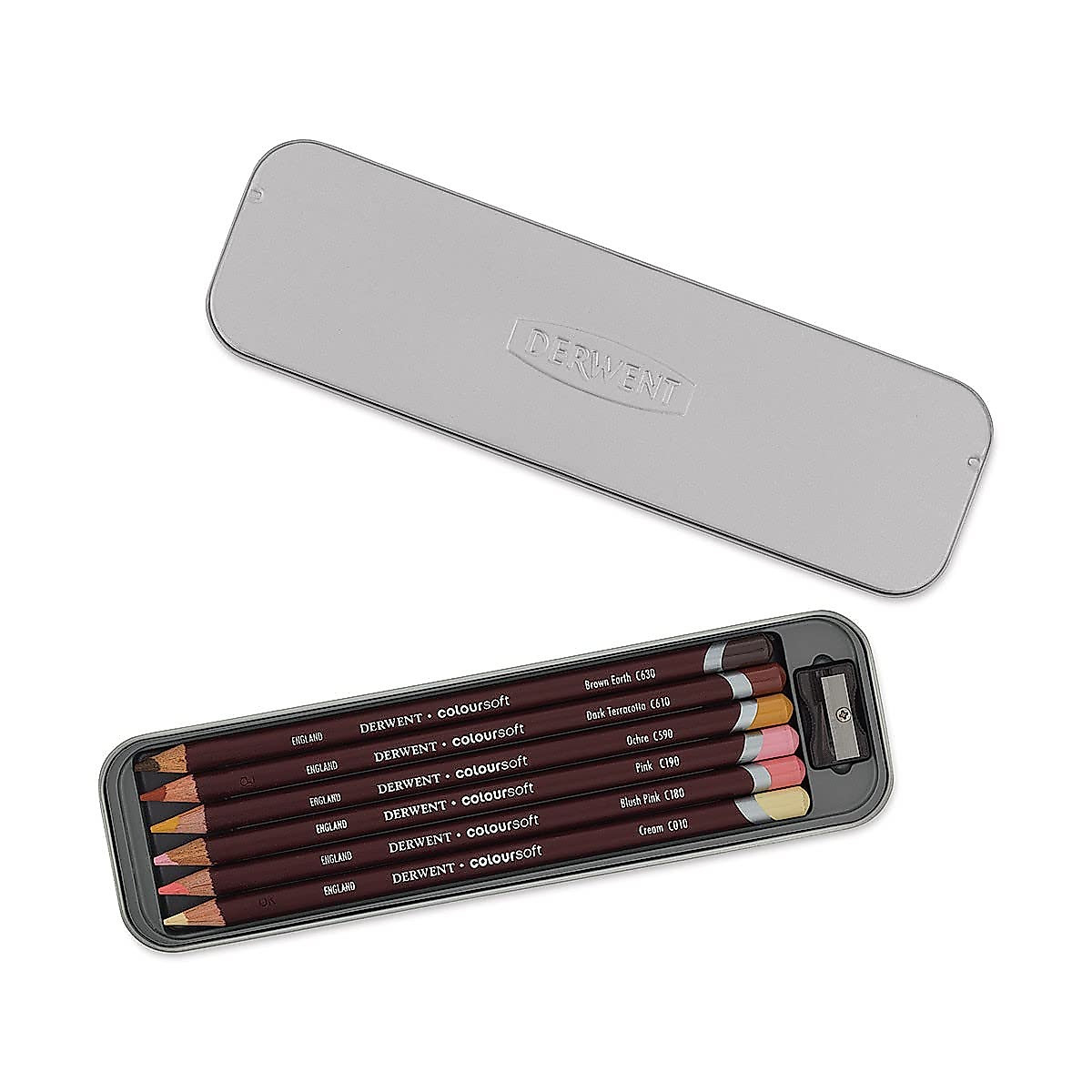 Derwent Colored Pencils, ColourSoft Pencils, Skintone, Drawing, Art, Metal Tin, 6 Count (2300217)