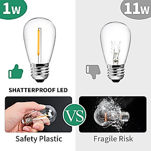 AVANLO Outdoor String Lights Dimmable LED 96 FT (2x48FT) Waterproof Shatterproof Bulbs 30 Hanging Sockets Commercial Grade Patio Lights Decorative Bistro/Party/Garden/Cafe Light 2700K Warm White Light