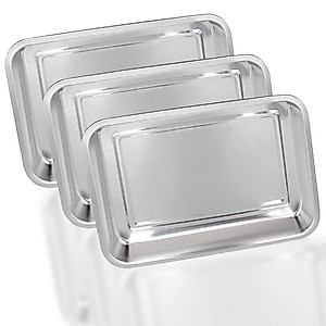 Yuelong 3Pcs Stainless Steel Trays 13.5" X 10" Tattoo Trays Dental Tray Piercing Lab Instrument Tray Flat for Tattoo Baking Lab Dental