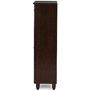 Wholesale Interiors Baxton Studio Winda Modern and Contemporary 4-Door Dark Brown Wooden Entryway Shoes Storage Cabinet