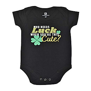 Unique Baby Unisex Who Needs Luck St Patrick's Day Romper Outfit (12m, Luck)